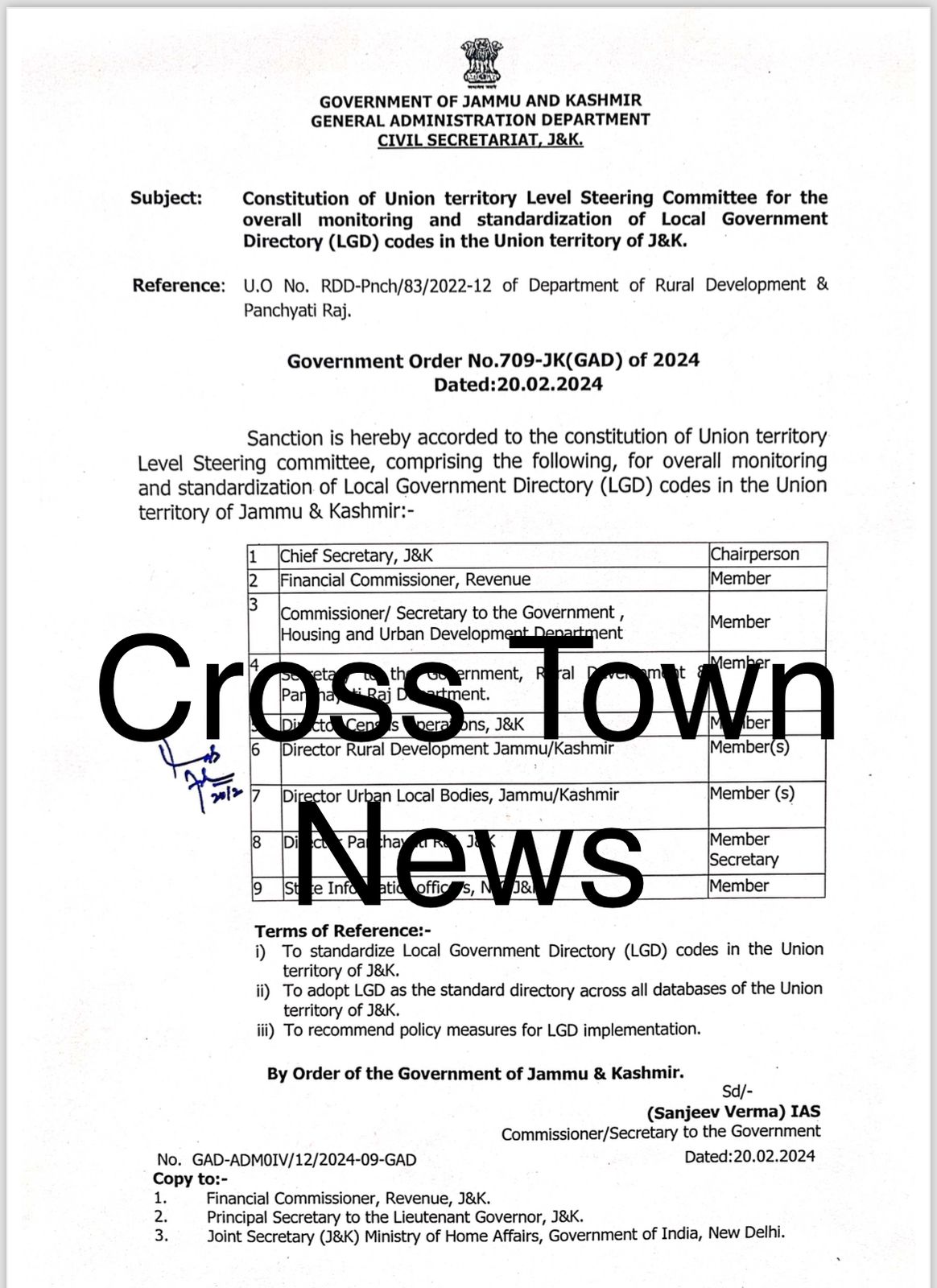 Chief Secretary J&K to head Committee for Local Govt Directory