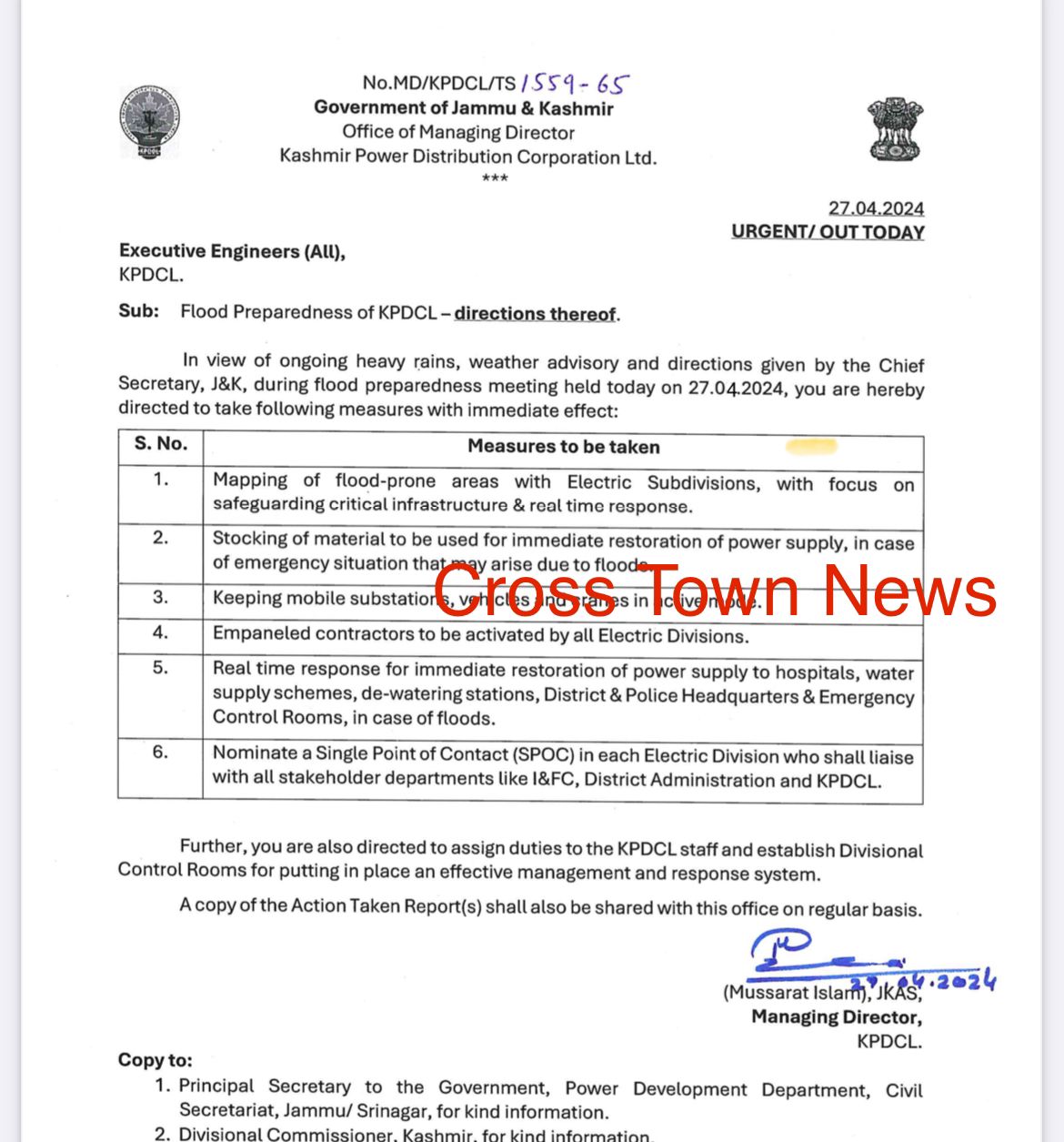 MD KPDCL issues specific directions to Executive Engineers