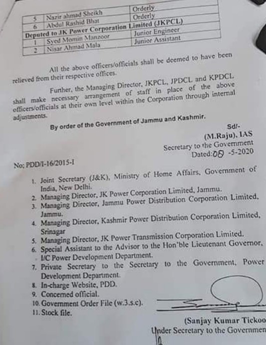 Functioning of newly established offices of MD,JKPCL,JKDCL & KPDCL ...