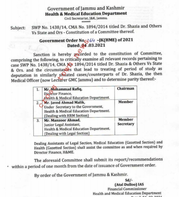 JK Govt constitutes a committee to examine treating period of study as ...