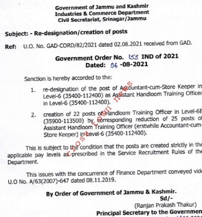 Re-Designation/creation of posts