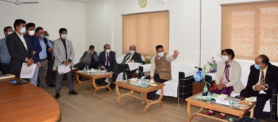 Union Secretary Health visits AIIMS Vijaypur; 45 % Work completed till now