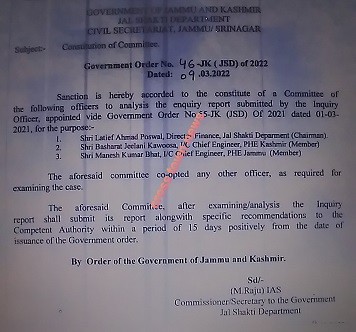 Govt constitutes an enquiry committee for analysis of report submitted ...
