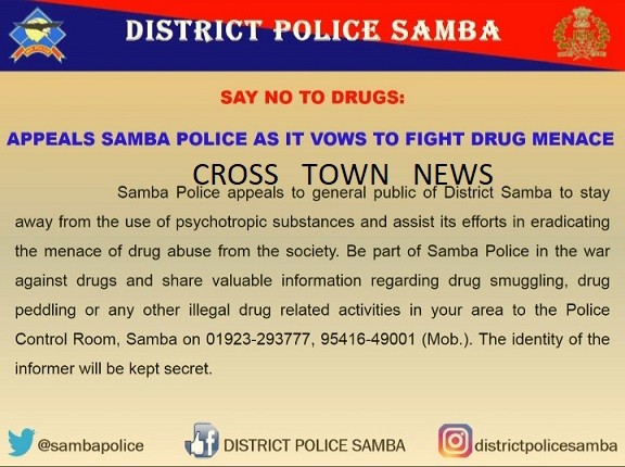 Samba Police issues helpline to check on Drug Menace