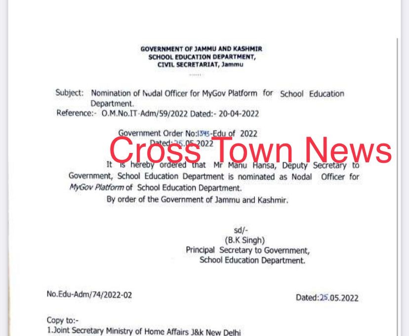 J&K Govt nominates Manu Hansa as Nodal Officer