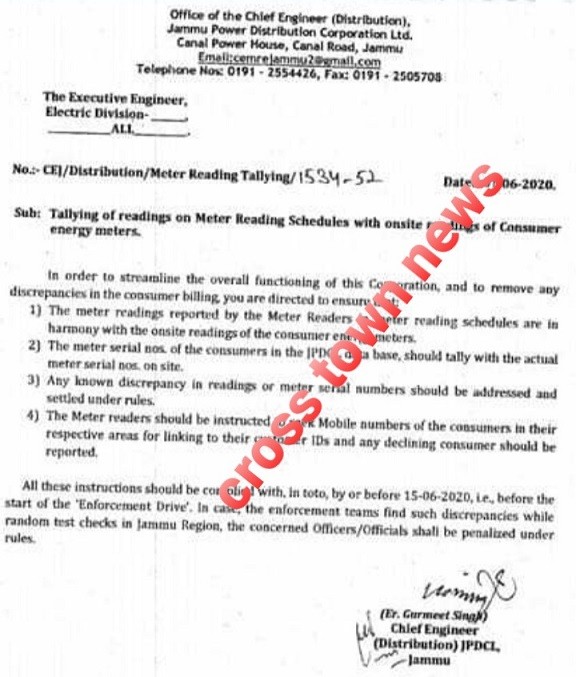 J&K: Govt issue orders regarding Tallying of readings of Meter Reading ...