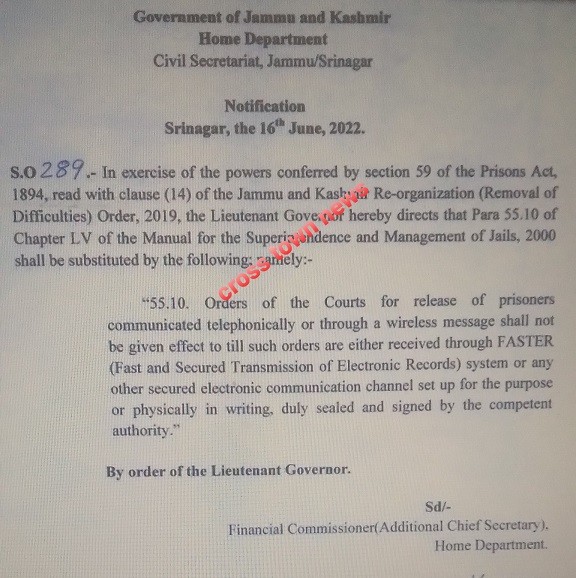 Court orders for release of prisoners through wireless message not to ...